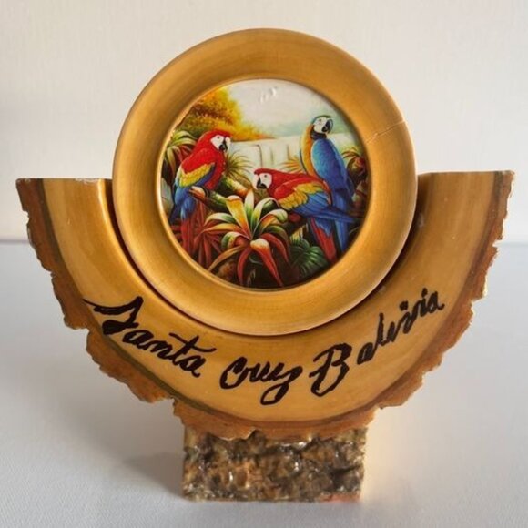 Other | Rare Handcrafted Wooden Coasters And Holder Bolivia Raw Edge ...